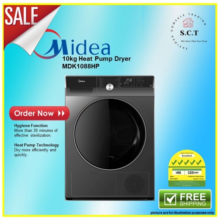 Midea MDK-1088HP 10kg Heat Pump Dryer - FREE Stacking Kit ...