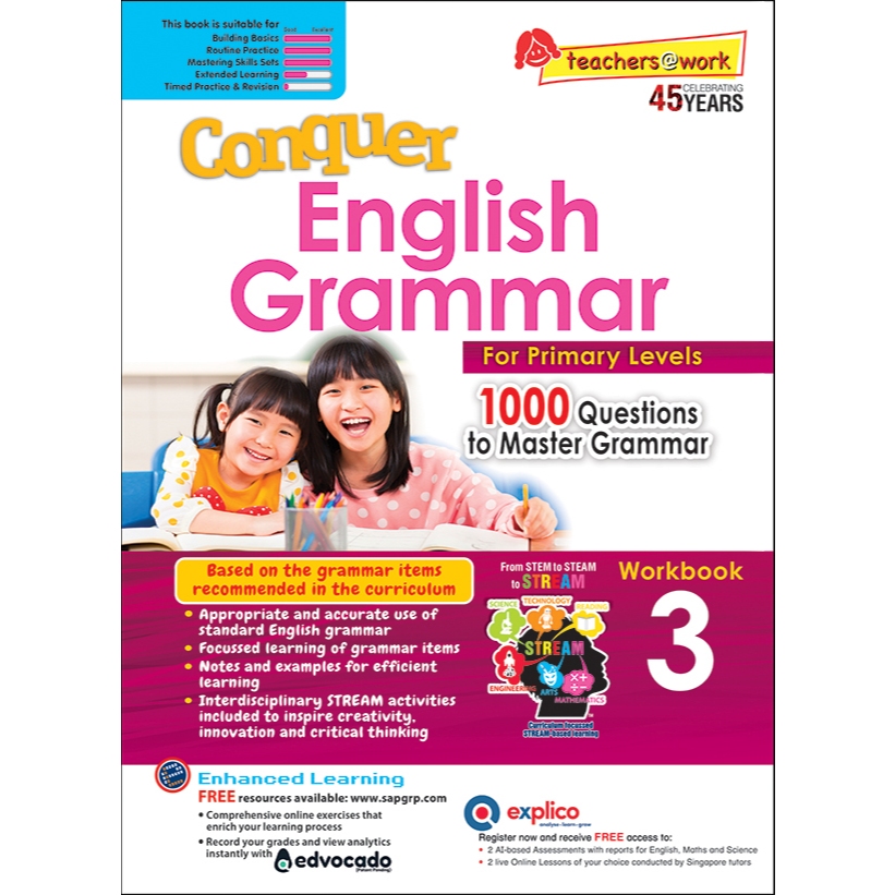 Conquer English Grammar For Primary Levels Workbook 1 - 6 | Skill-based | Primary English School ...