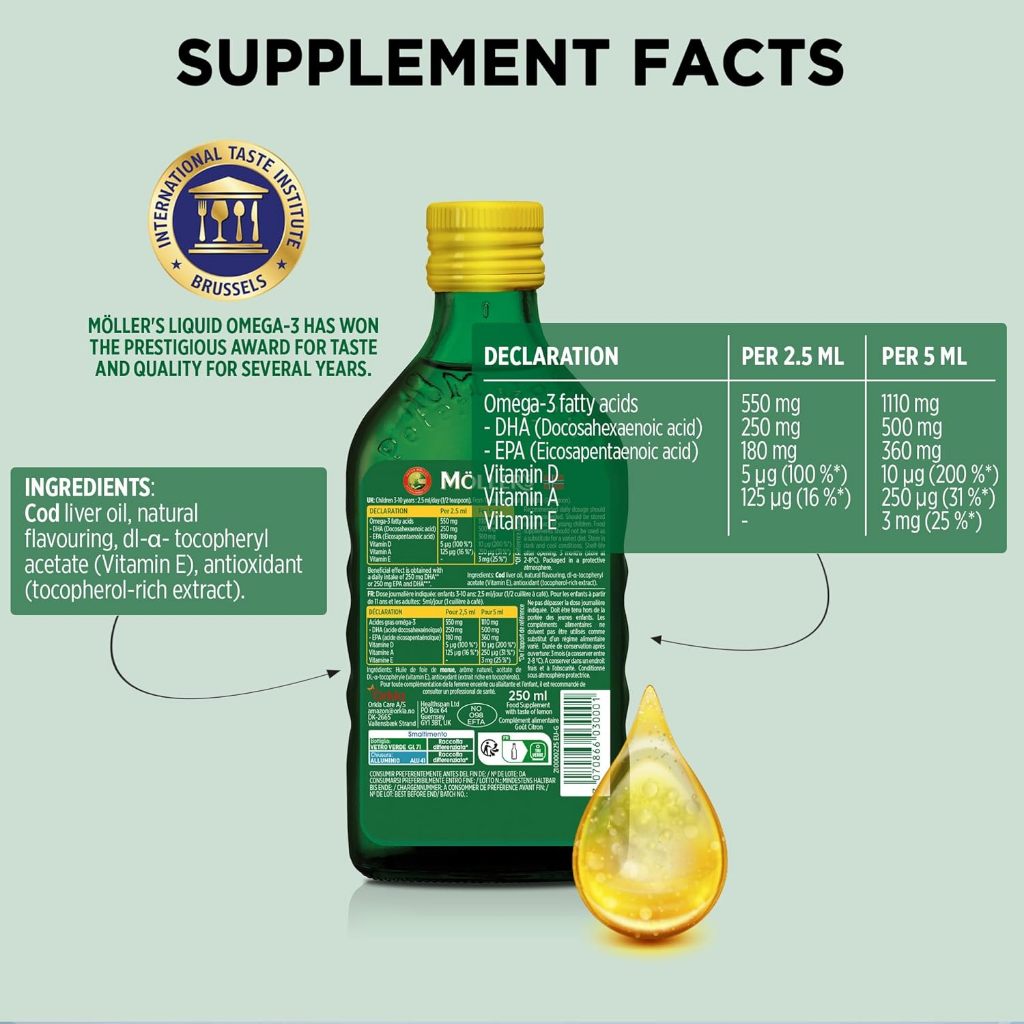 Moller’s ® | Omega 3 Cod Liver Oil | EPA, DHA, Vitamin A, D and E ...