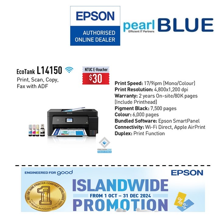 [SAME DAY DELIVERY] Epson EcoTank L14150 A3+ Wi-Fi Duplex Wide-Format All-in-One Ink Tank ...