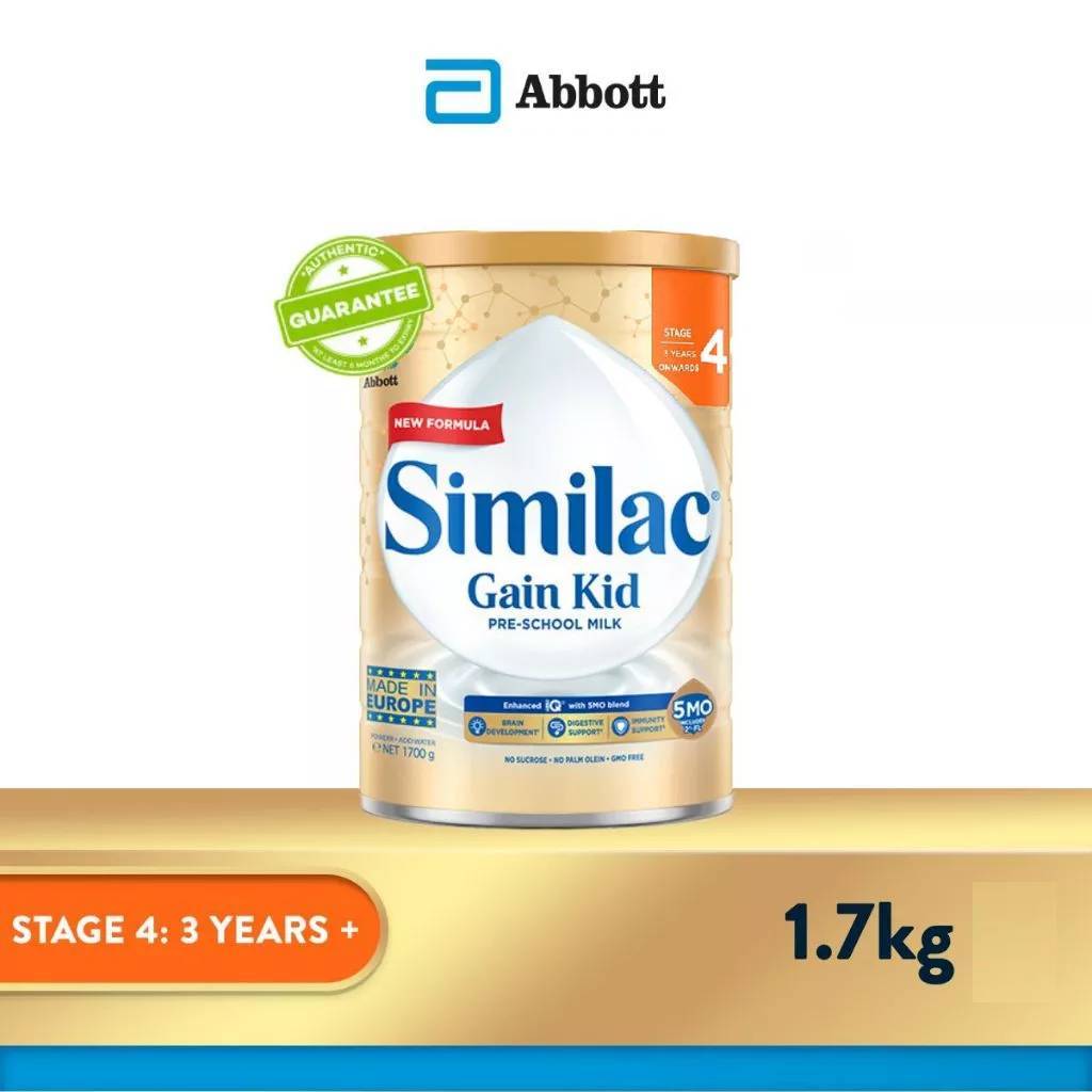 Similac Gain 5MO Stage 4 Kid Pre-school Milk Powder Formula 1.7kg (3 ...