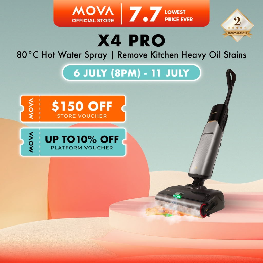 【WORLD FIRST】Mova X4 PRO Wet and Dry Vacuum Cleaner | 80°C Hot Water Floor Washing | High ...