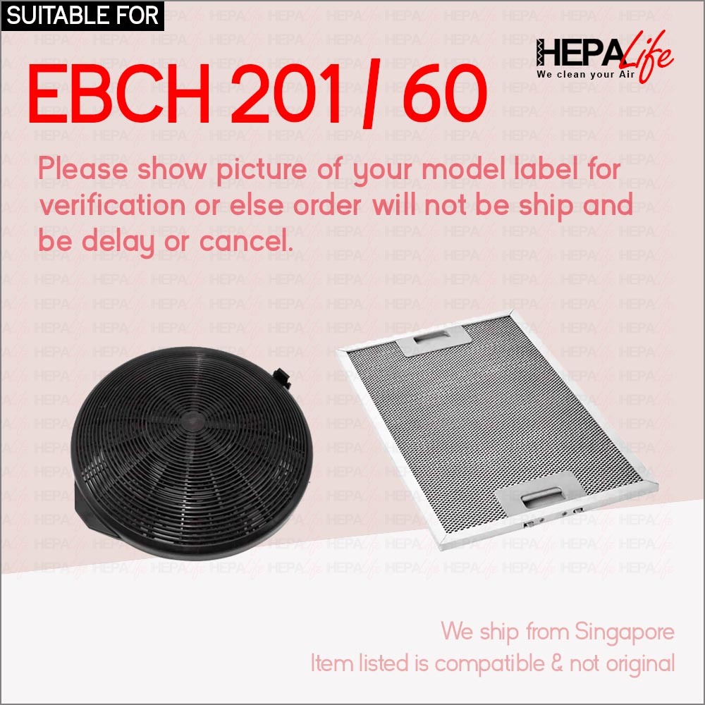 ELBA EBCH 201/60 HM SS Compatible Cooker Hood Charcoal Carbon filter ...