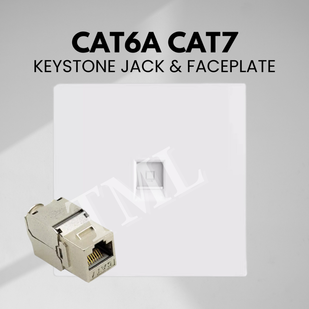 1port CAT6A CAT7 RJ45 Keystone Jack and Network Data Wall Socket Face ...