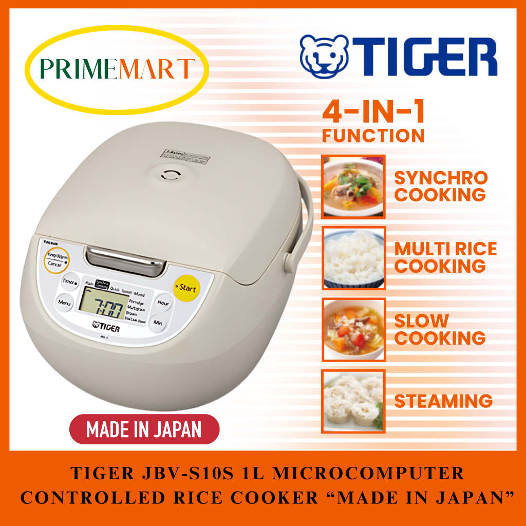 TIGER JBV-S10S 1L MICROCOMPUTER CONTROLLED RICE COOKER *MADE IN JAPAN ...