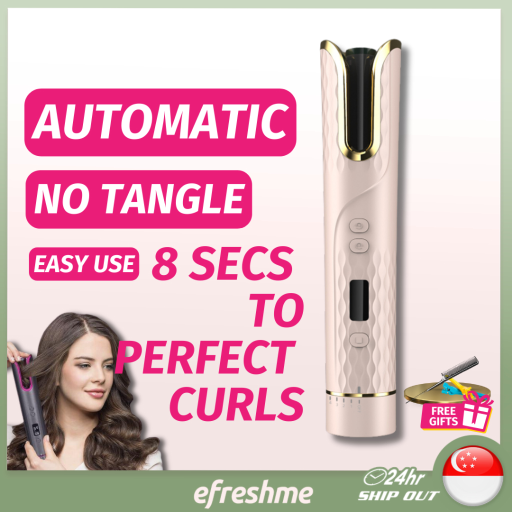 PREMIUM Wireless Auto Hair Curler Styling Wand Ceramic Portable ...