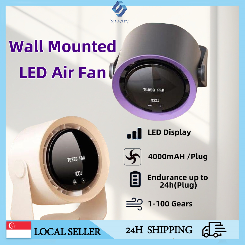 SG Local - Portable LED Display Wall Mount Fan 100Gear Turbo Cordless ...