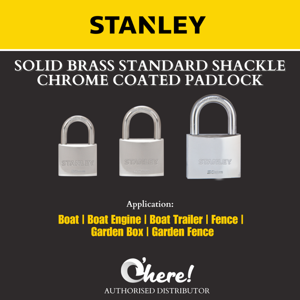 Stanley Solid Brass Standard Shackle Chrome Coated Padlock 30mm/ 40mm ...