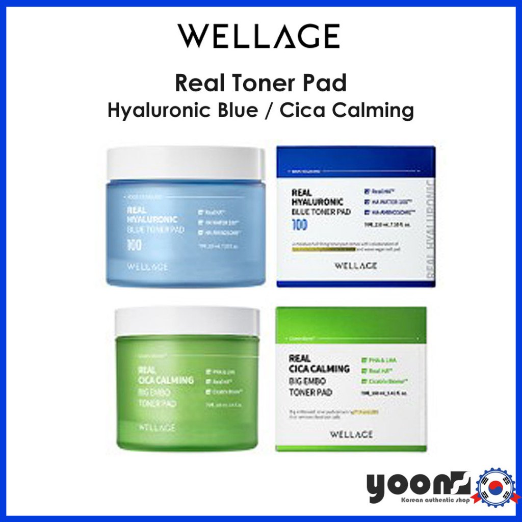 (Ready To Ship) [WELLAGE] Real Toner Pad 70EA (Hyaluronic Blue / Cica ...