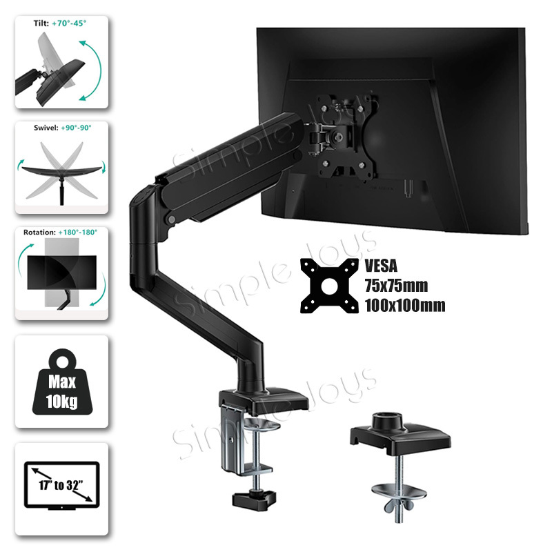 *NEW VERSION* Single Monitor Arm Stand Articulating Gas Spring ...