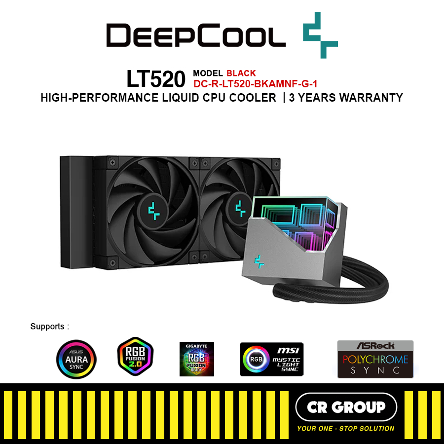 DEEPCOOL LT520 Liquid CPU Cooler - 3100 RPM Pump Speed - 120mm PWM Fans ...