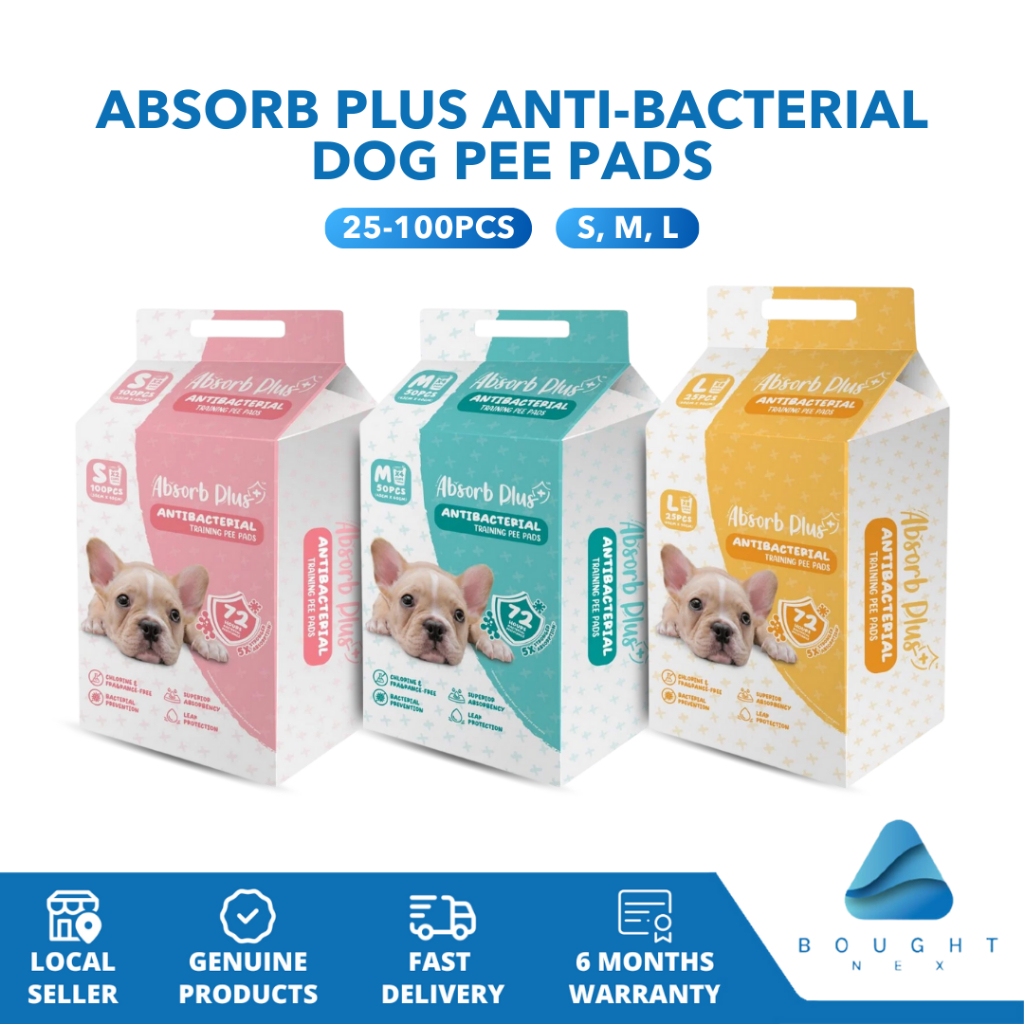 Absorb Plus Anti-Bacterial Dog Pee Pads - Ultra-Absorbent, Odor Control ...