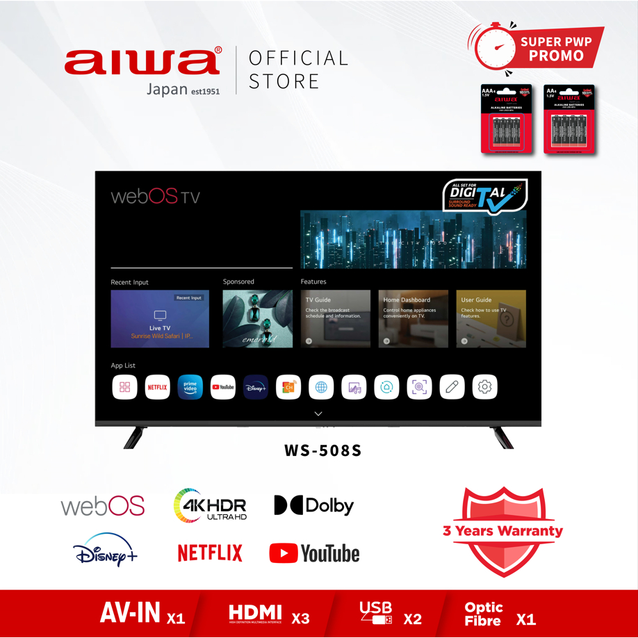 AIWA 50″ TV | WS-508S | 4K HDR | WebOS Smart TV | Frameless TV | Shopee ...