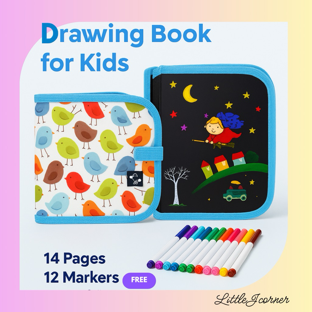 Children’s Doodle Drawing Book – 14 Pages Reusable Chalkboard with ...