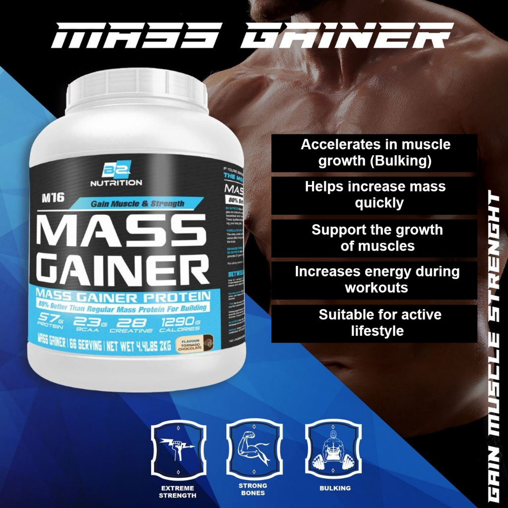 BS Nutrition Mass Gainer 2KG - 5KG HALAL Build Muscle Bulk Muscles High ...
