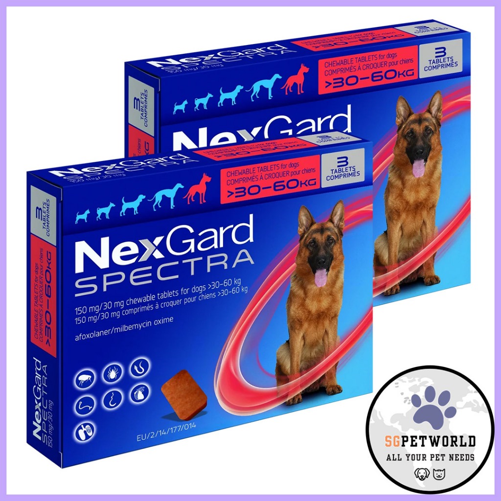 Nexgard Spectra for Extra Large Dogs 30.1 to 60 Kg (Red) 6 Chews ...