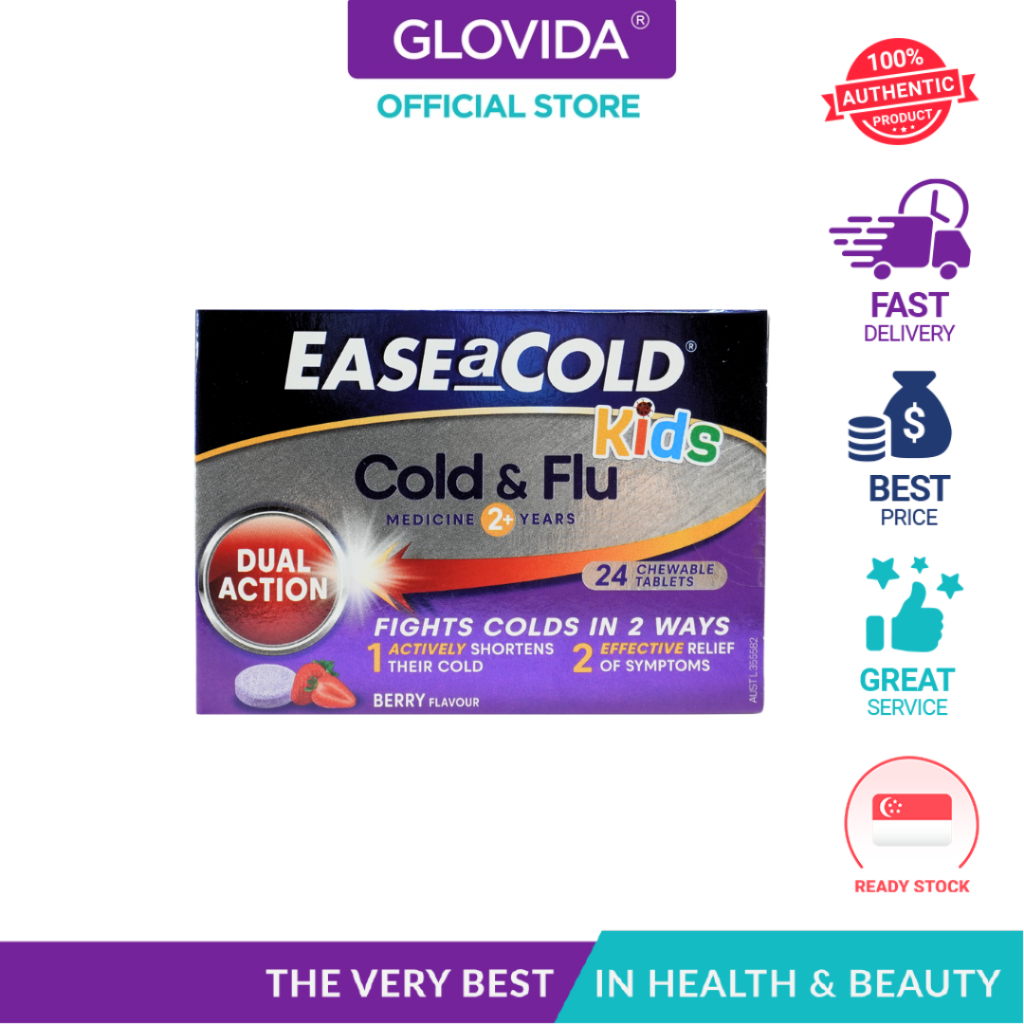 Ease-A-Cold Kids Cold & Flu Chewable Tablets 24's | Exp: Apr-2027 ...