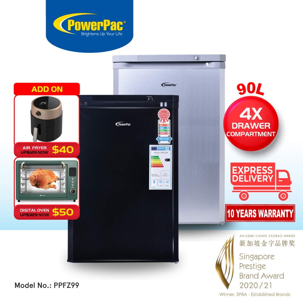 PowerPac Chest Freezer, Upright freezer, Freestanding Freezer 90L ...