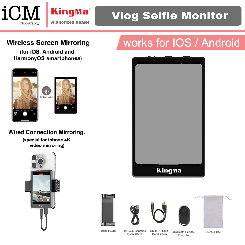 KingMa Selfie Wireless Monitor Screen Magnetic Vlogging PH01-Max Mount ...