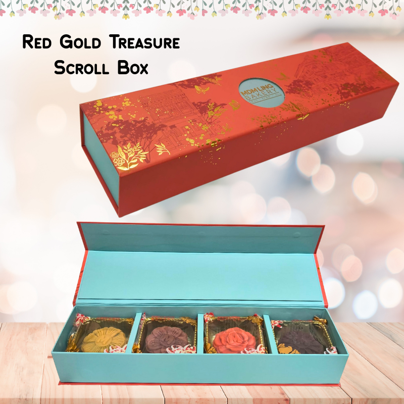【Mdm Ling Bakery】Red Gold Treasure Scroll Mooncake Box (Traditional ...