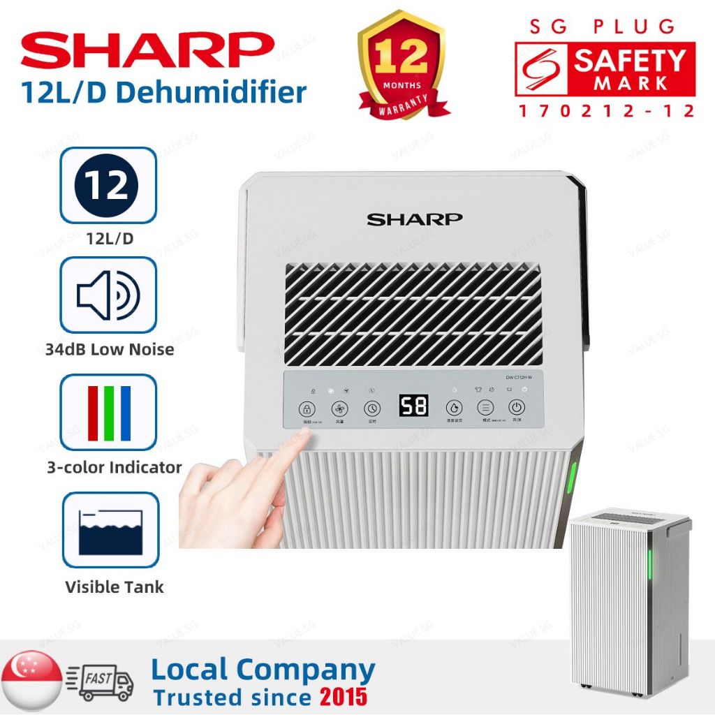Sharp 12L/Day Smart Dehumidifier with Quiet Operation, Humidity ...