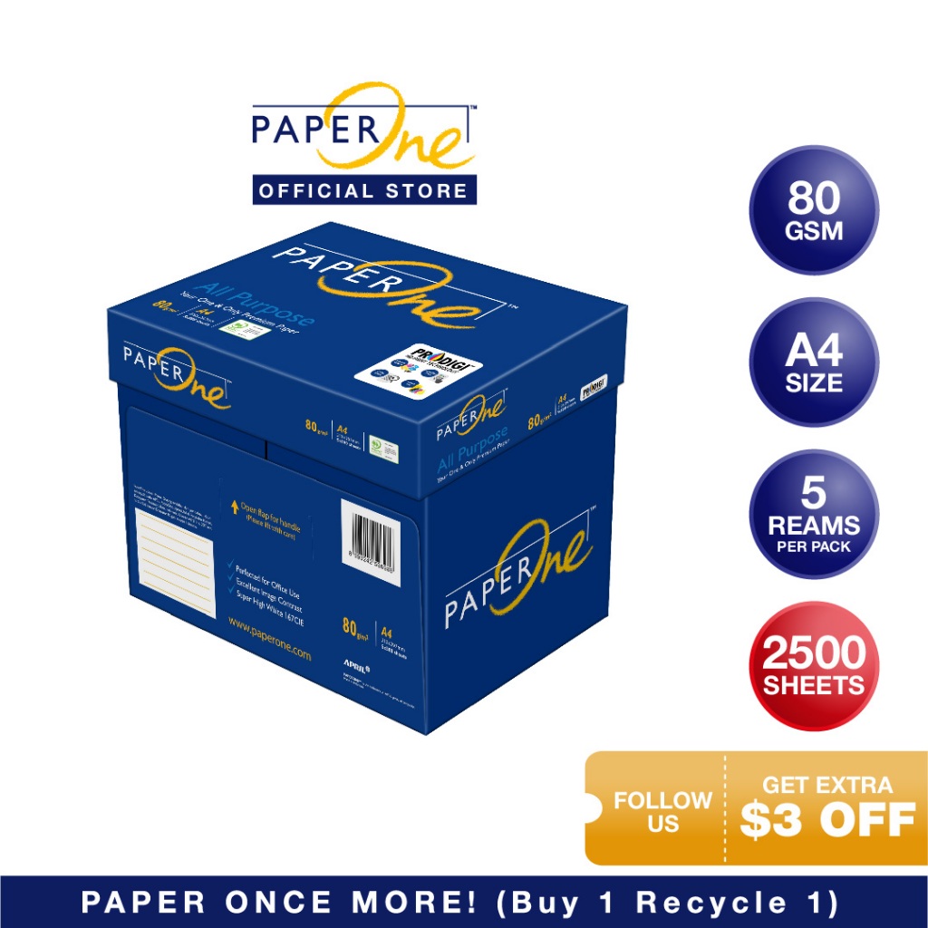 PaperOne™ All Purpose Premium Quality 80gsm Copy Paper A4 [1 Box ...