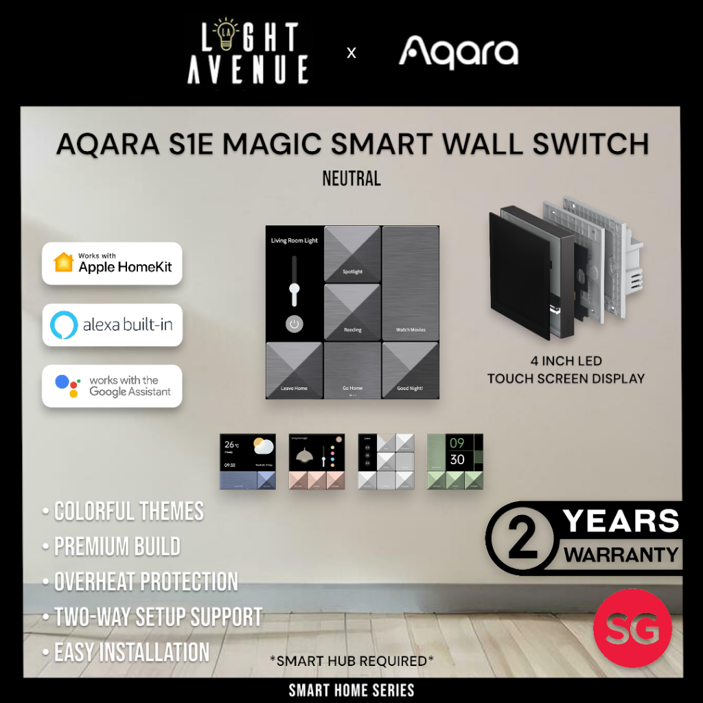 AQARA S1E LED Display Touchscreen Smart Wall Switch Neutral Smart Life ...