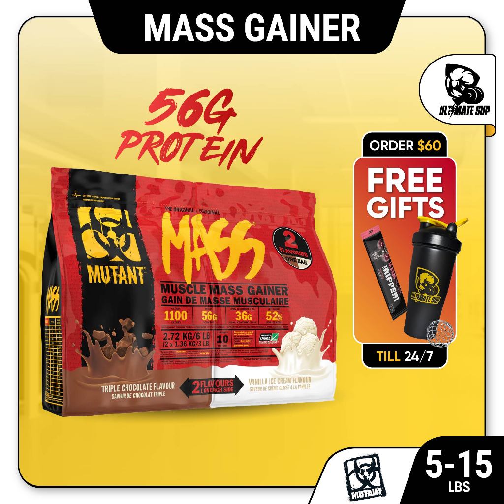 MUTANT MASS, Muscle Mass Gainer, Weight Gainer Protein Powder With Whey ...