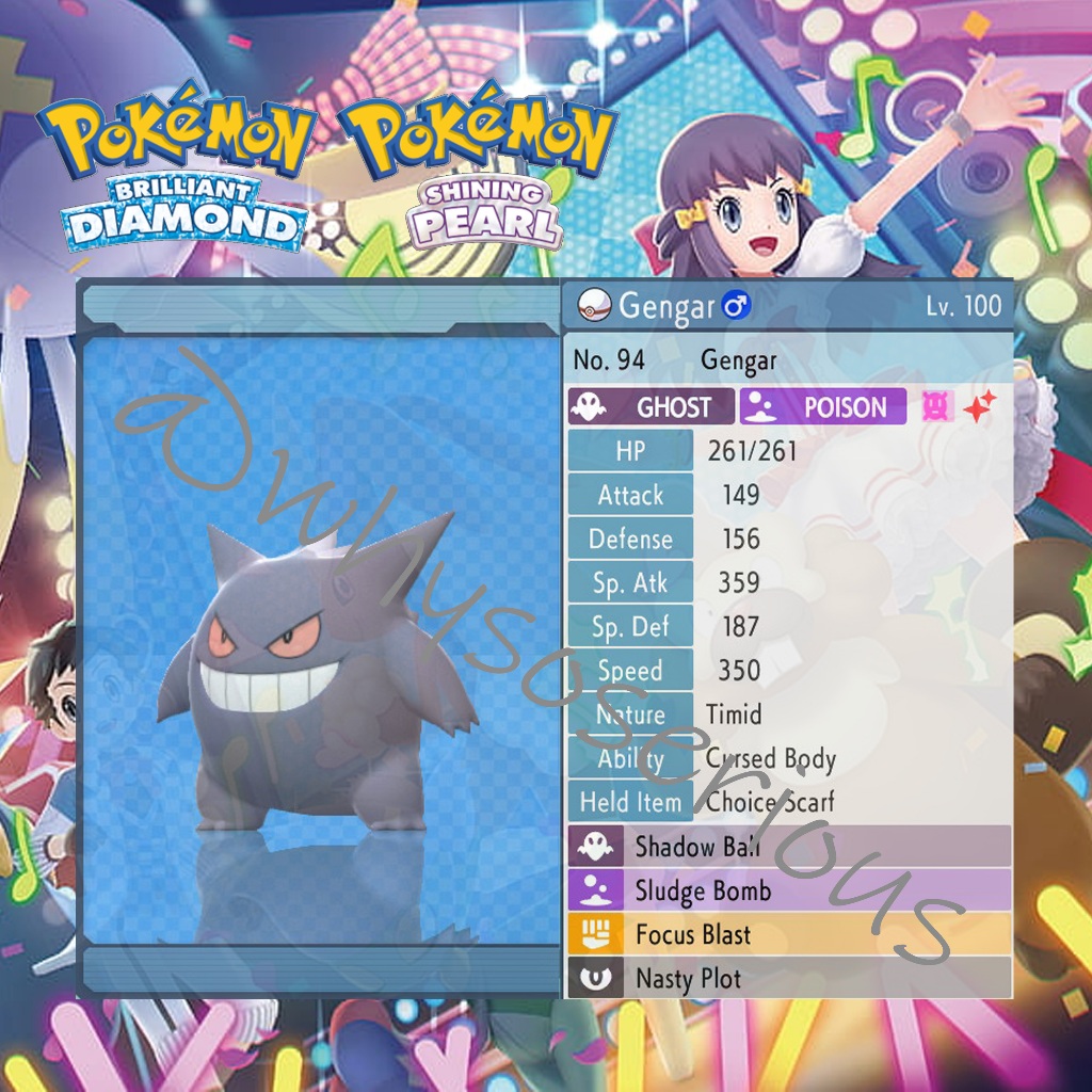 Pokemon Brilliant Diamond Shining Pearl Shiny Gengar Battle Ready ...