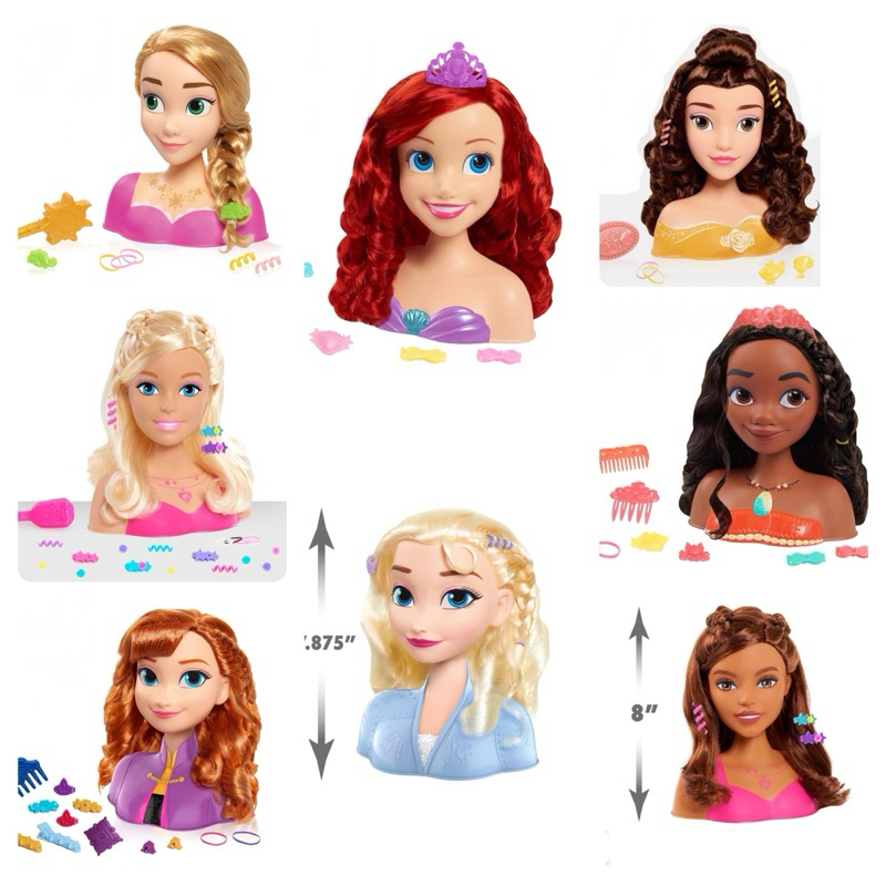 Disney Styling Head Rapunzel Frozen Anna Elsa Moana Barbie Ariel Belle ...