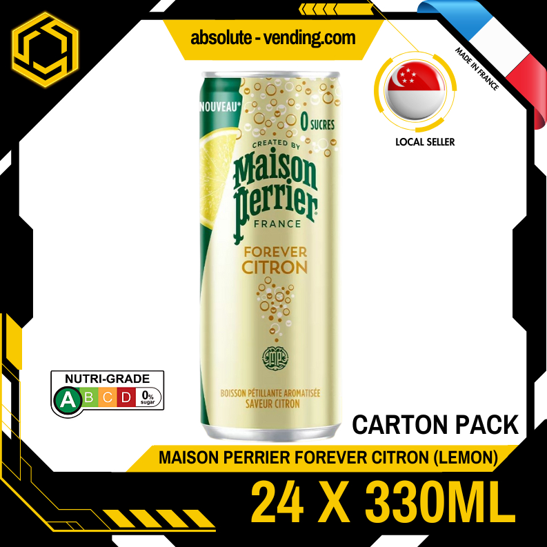 [CARTON] PERRIER Maison Lemon Sparkling Mineral Water 330ML X 24 (CANS ...
