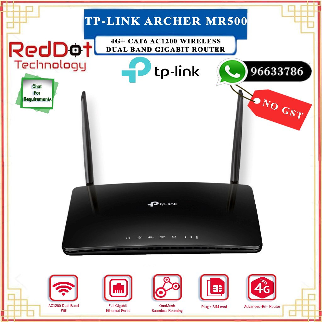 TP-Link Archer MR500 4G+ Cat6 AC1200 Wireless Dual Band Gigabit Router ...