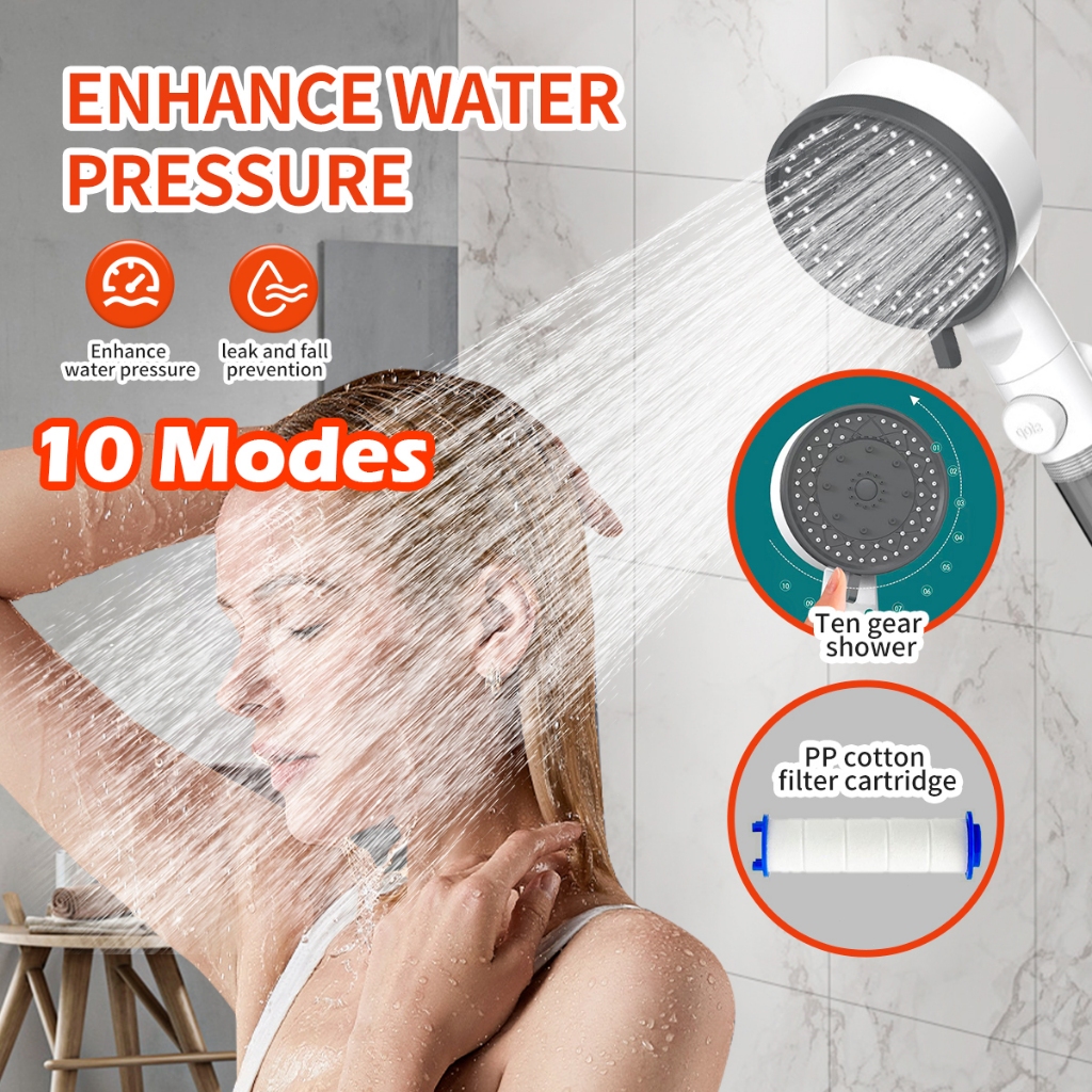 10 Modes High Pressure Shower Head with Filter Water Saving Showerhead ...