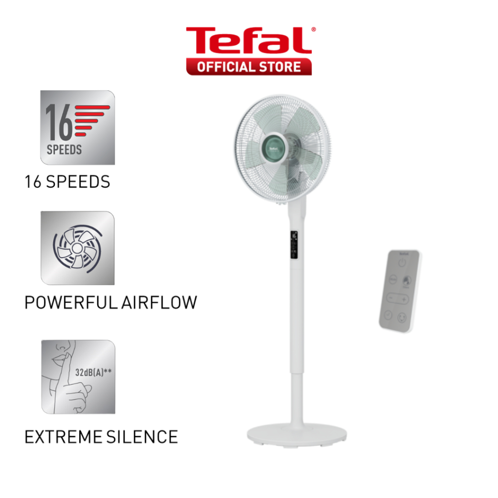 (NEW) Tefal Turbo Silence Extreme + DC Motor 16inch Stand Fan, Powerful ...