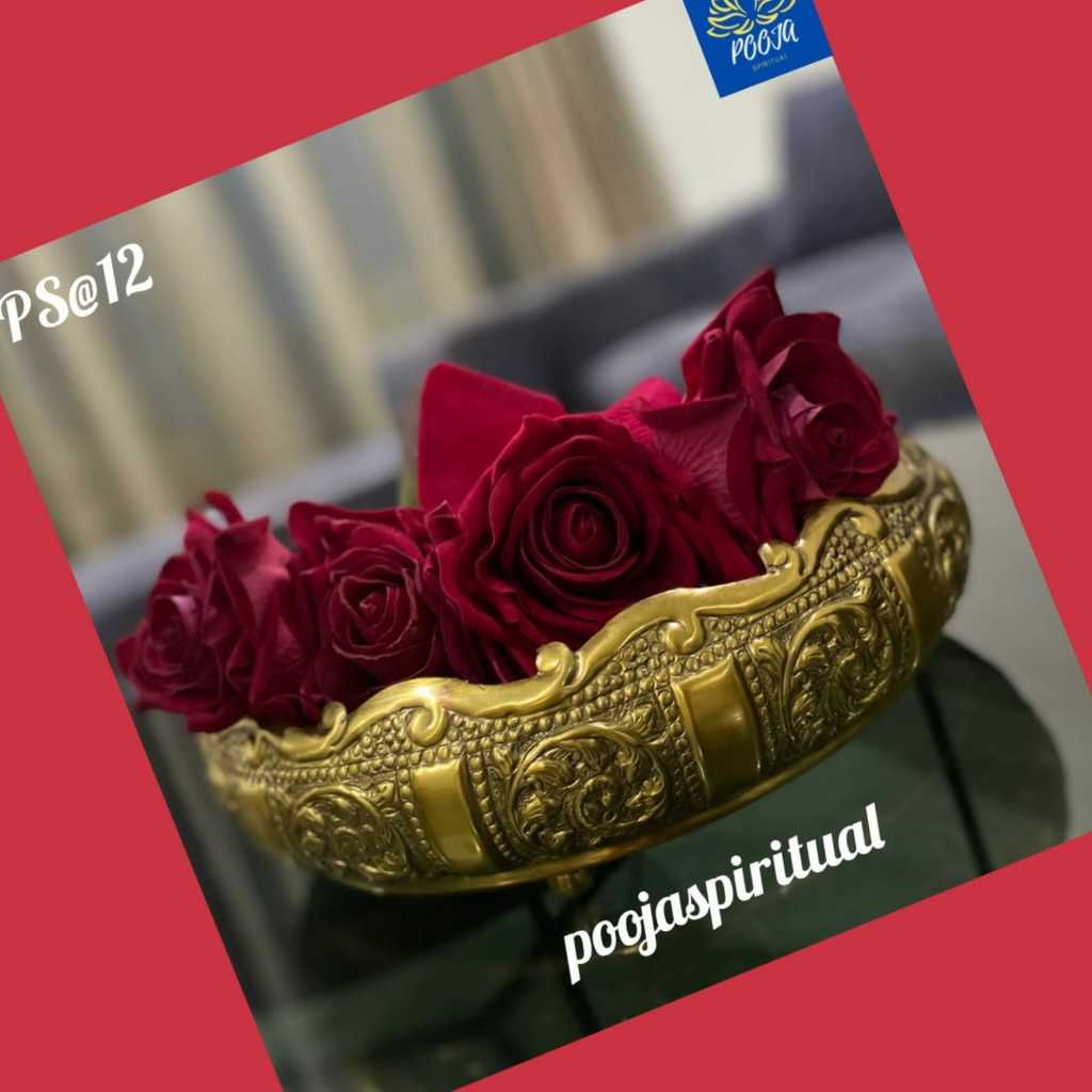 12 inch Brass Urili with Dancing Ganesha on Brass Stand or Mukkali ...
