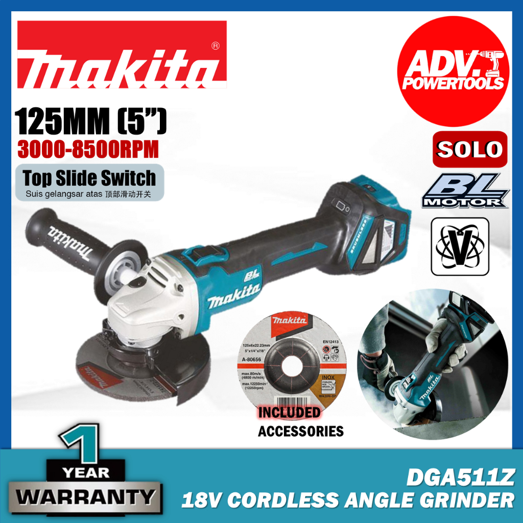 Makita DGA511 / DGA511Z 18V Cordless Angle Grinder 125mm (5") *Top ...