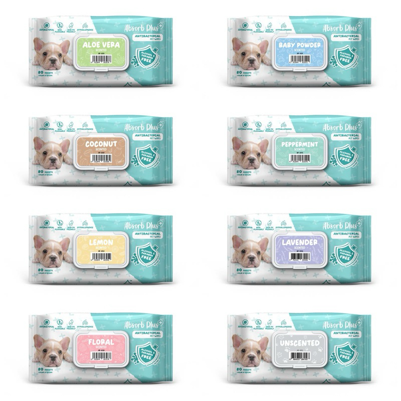 [Bundle of 6] Absorb Plus Antibacterial Pet Wet Wipes (80pcs/pack ...