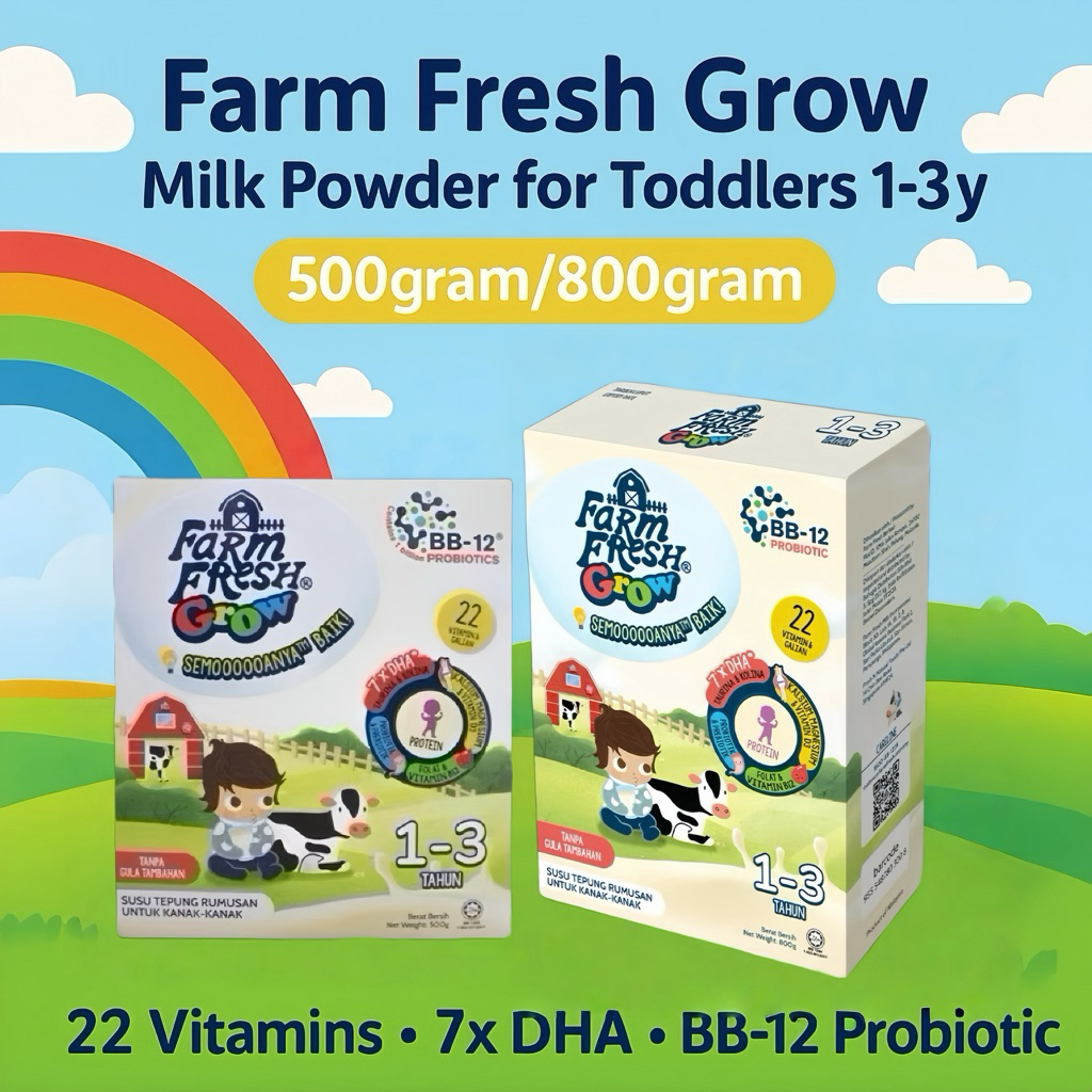 Farm Fresh Grow Milk Powder for Toddlers 1-3Y | 22 Vitamins + 7x DHA ...