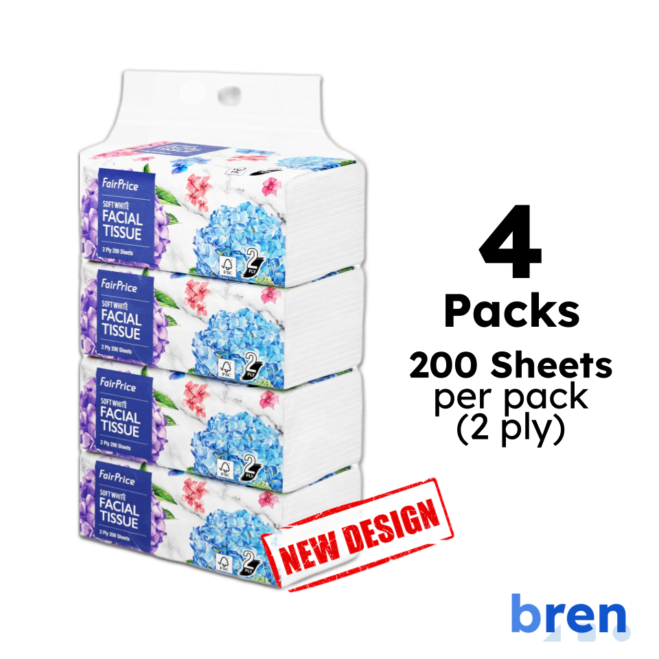 Fairprice Soft White Facial Tissue (2ply) 4s x 200sheets | Shopee Singapore