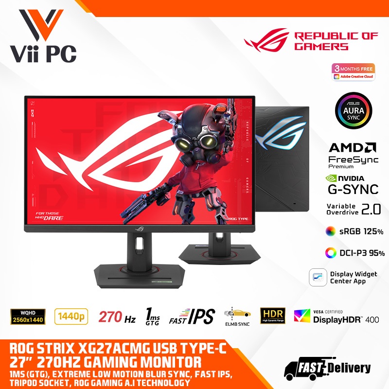 ASUS ROG Strix XG27ACMG 2K 2560x1440, 270Hz OC (Above 144Hz), 1ms (GTG ...