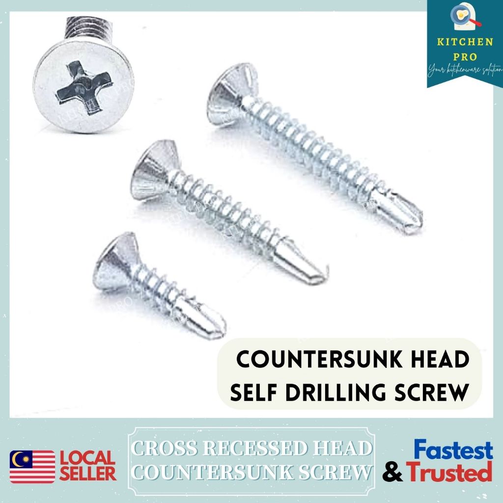 𝐊𝐈𝐓𝐂𝐇𝐄𝐍 𝐏𝐑𝐎 | Countersunk Flat Philips Slot Head Self Drilling Screw #8 ...