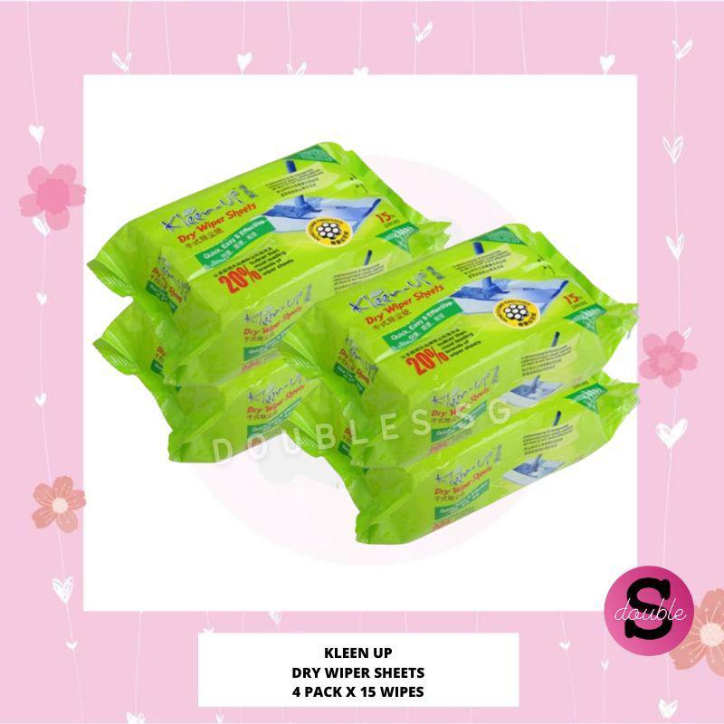 KLEEN-UP DRY WIPER SHEETS 15S X 4 SUPER VALUE PACKS | Shopee Singapore