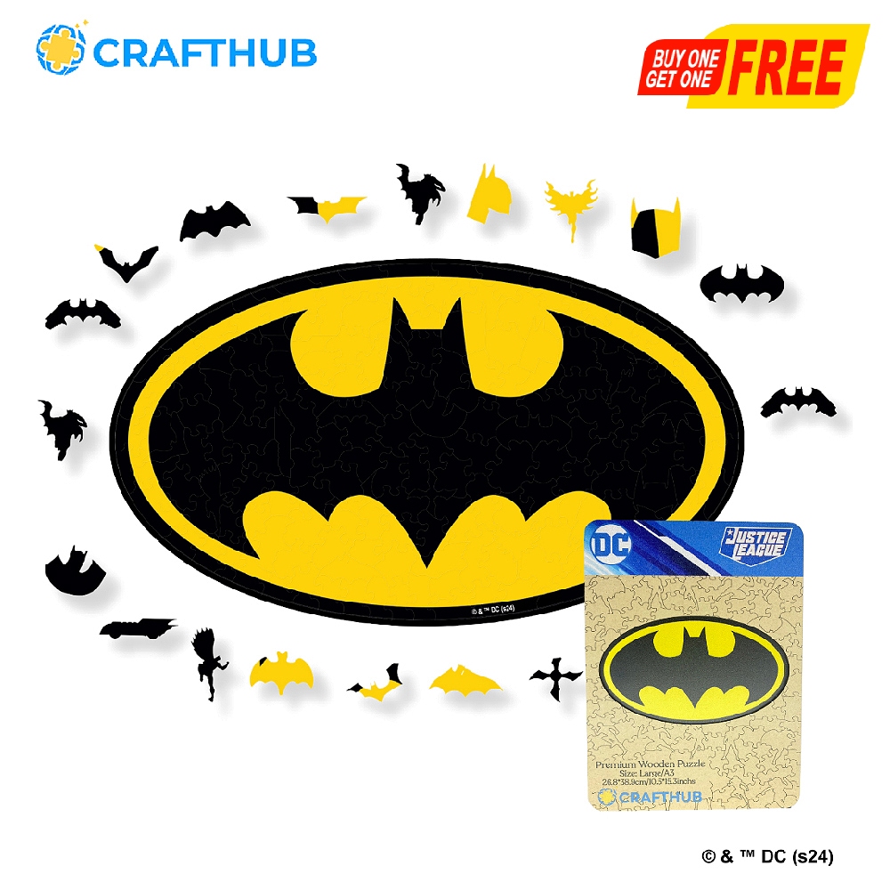 Buy 1 Get 1 Free | Crafthub Batman Logo Wooden Jigsaw Puzzle Board Game ...