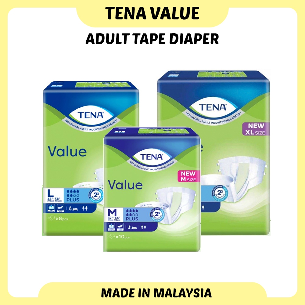 TENA Value Adult Tape Diapers, All sizes | Shopee Singapore
