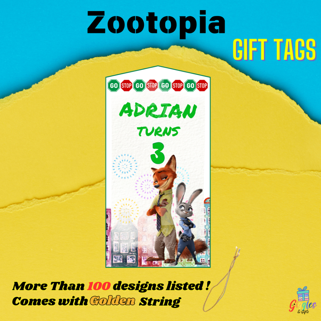 Gift Tag Gift Tags Zootopia Customised Birthday Gift Tag Kids Children ...