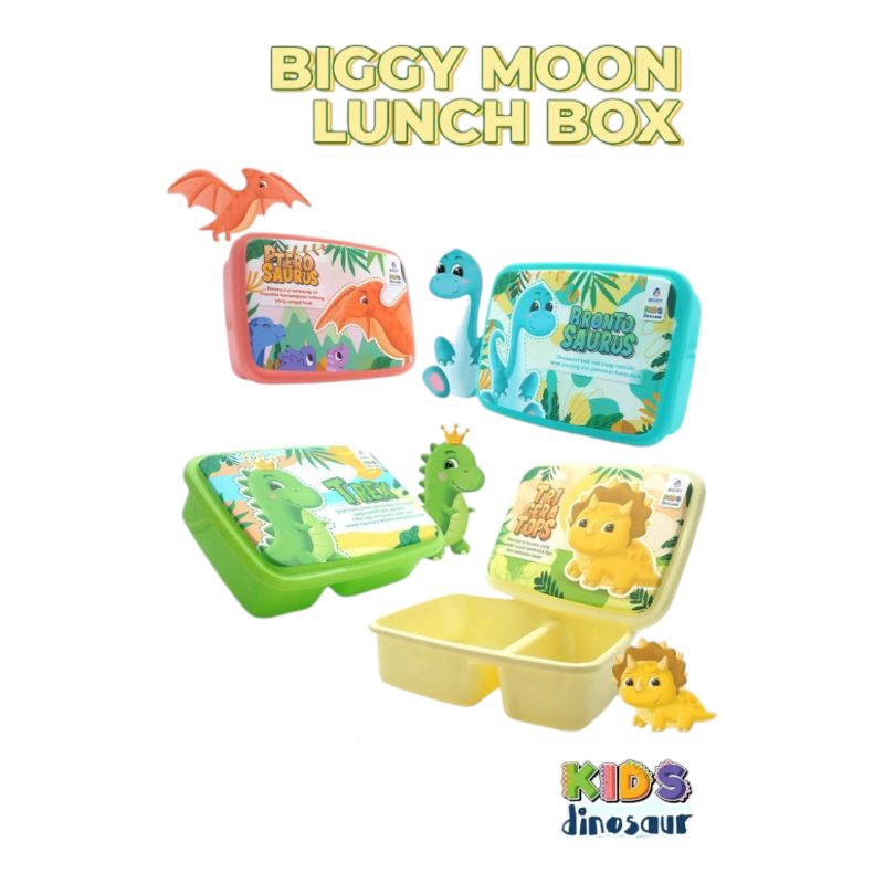 Dinosaur Lunch Box/BIGGY Moon Lunch Box 2 Sections/Plastic Snack ...