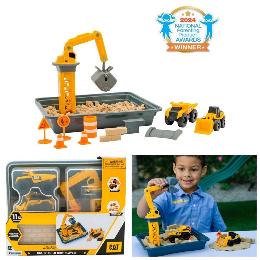Authentic CAT Construction Toys, Dig N' Build Dirt Playset with 12 OZ ...