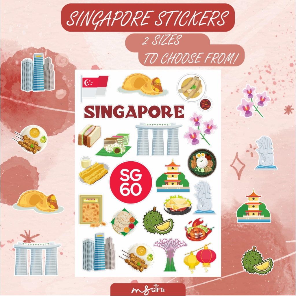 SG • Singapore Food - Singapore Landmarks Sticker • A5 A6 sticker sheet ...