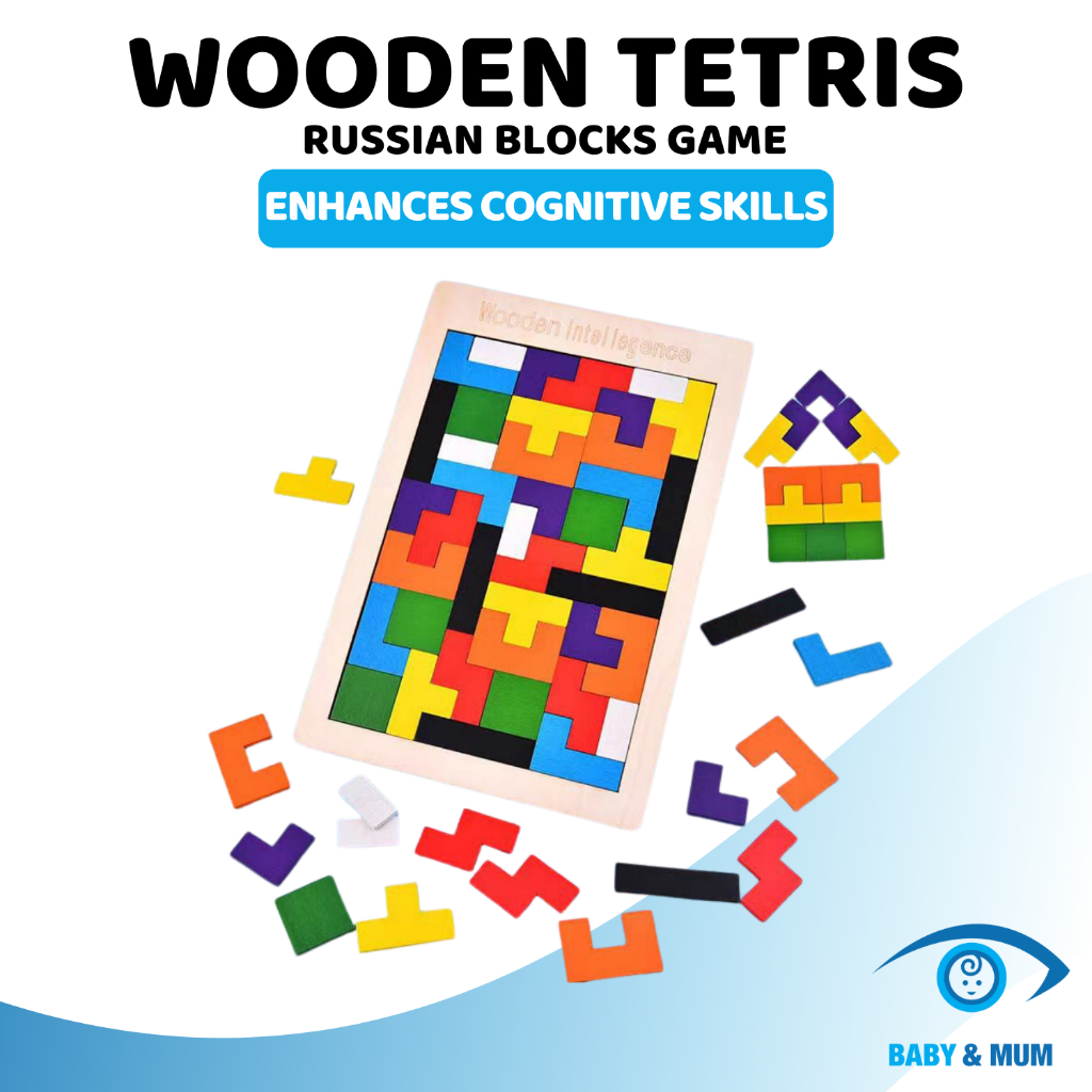 Wooden Tetris Puzzle Building Blocks | Russian Blocks Game Kids ...