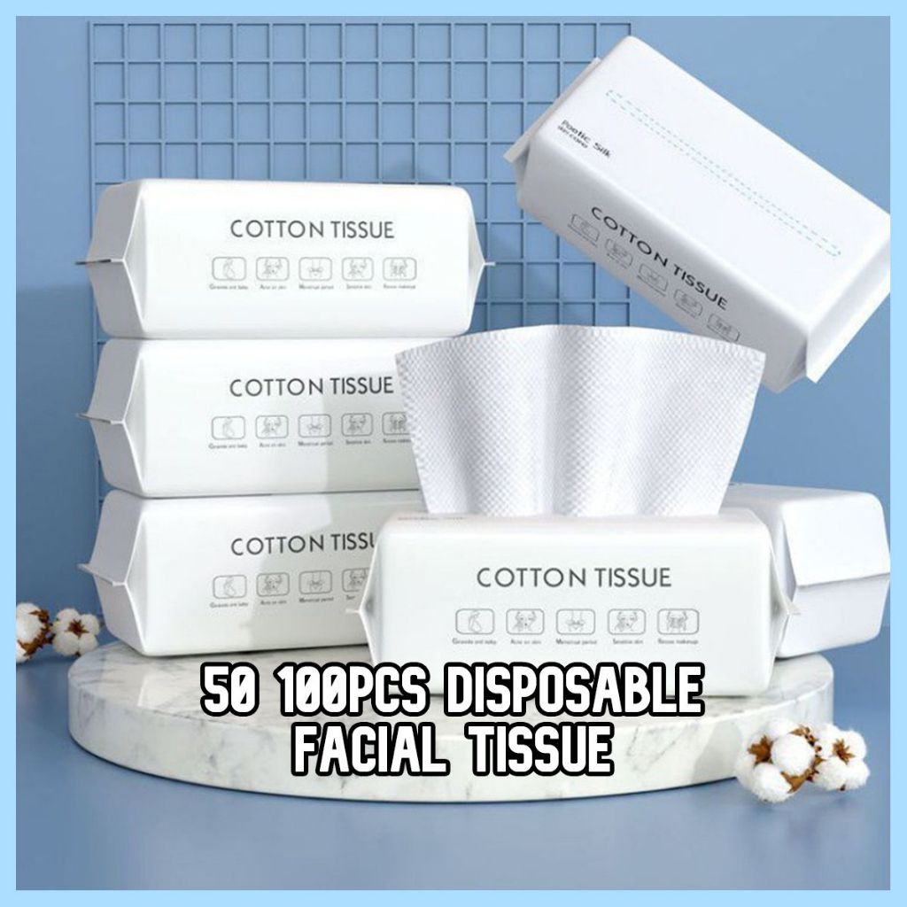 [SG] Disposable Facial Tissue Pack 50s & 100s/ Facial Cleansing Cotton ...
